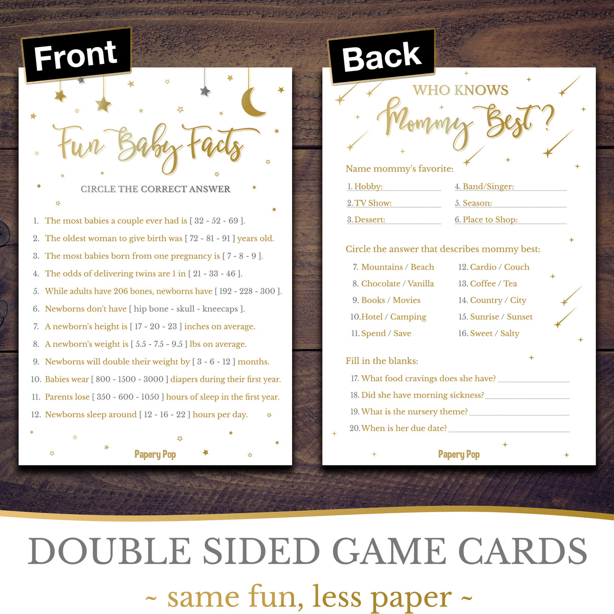 Baby Shower Games for Boys or Girls - Set of 5 Activities for 25 Guest ...