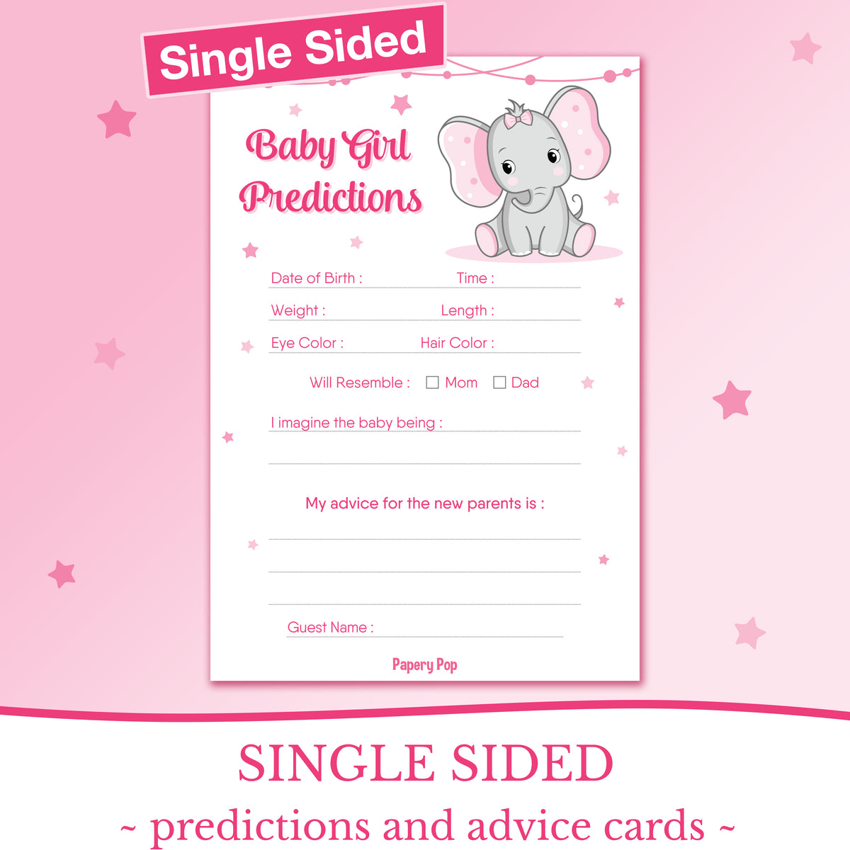 Baby Shower Games for Girls - Set of 5 Activities for 25 Guests - Doub ...