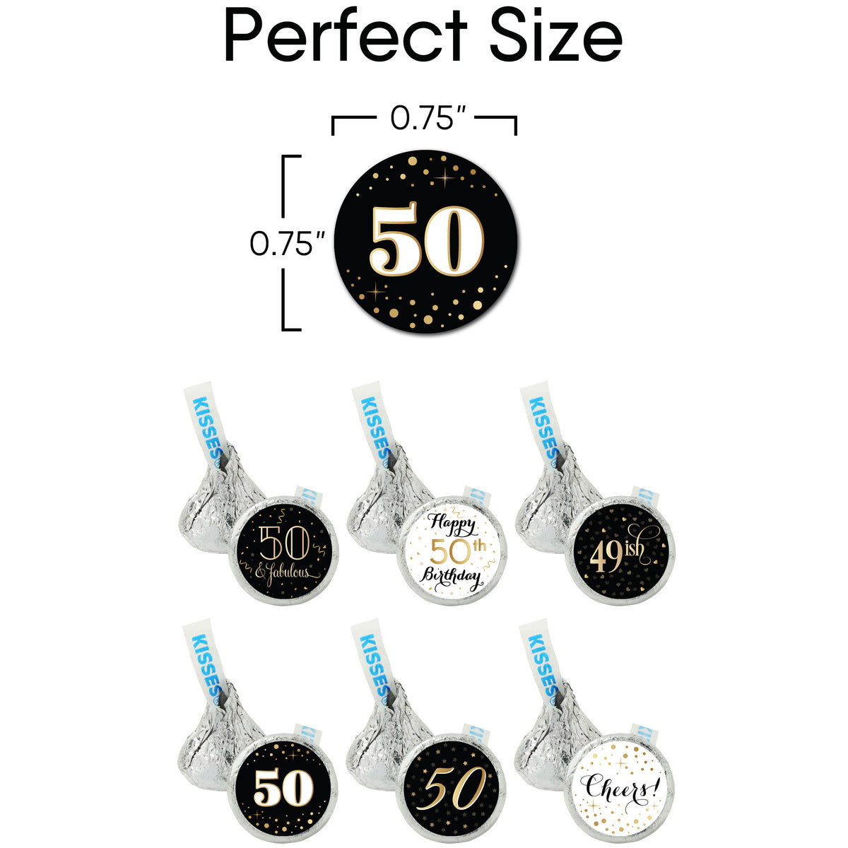 50th Birthday Stickers (Pack of 324) - Birthday Party Labels Favor Dec ...