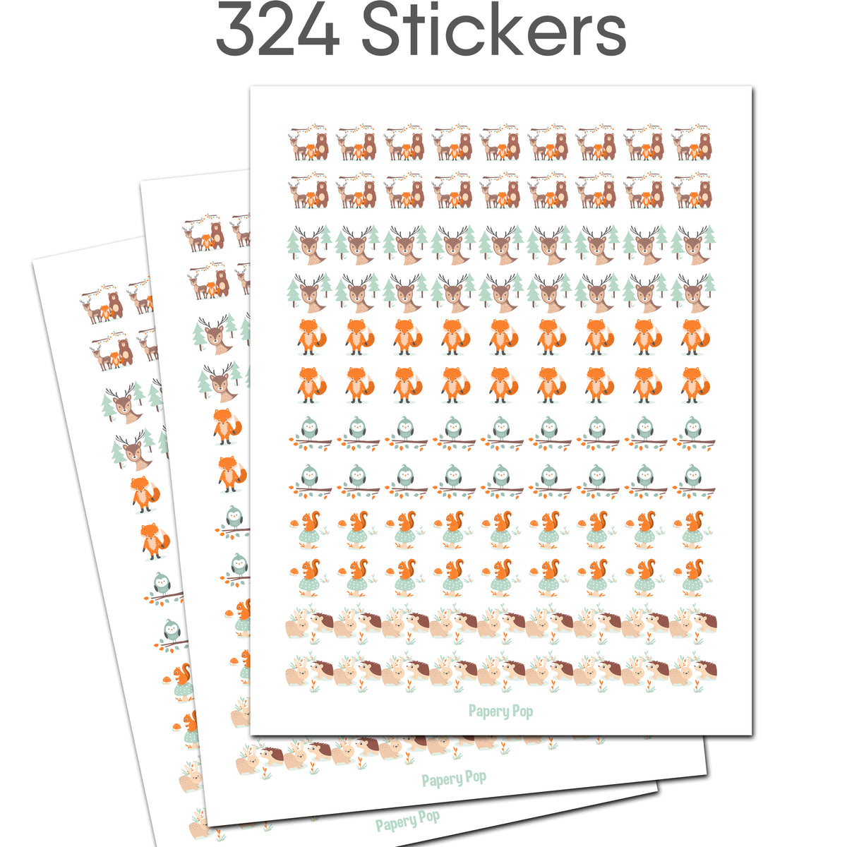 Woodland Stickers (Pack of 324) - Birthday Party Labels Favor Decorati ...